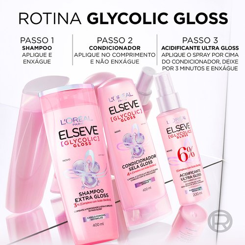 Elseve Glycolic Gloss Shampoo Extra Gloss Mais Brilho 200ml