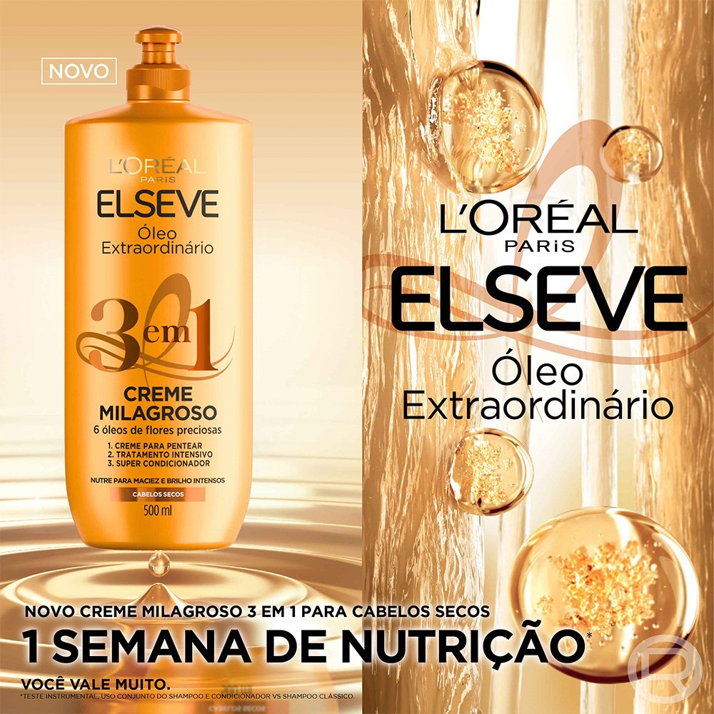 Creme Milagroso 3 em 1 Óleo Extraordinário 500ml Elseve